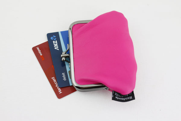 Hot Pink Leather Coin Purse Handmade in Australia | PINK OASIS - Pink Oasis